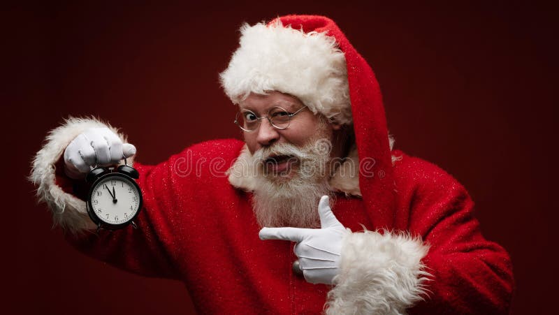 Santa Claus with Alarm Clock Stock Image - Image of reminder, santa ...