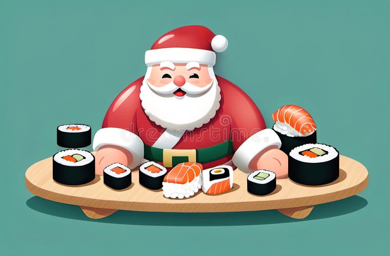 Santa Claus Also Likes Sushi at 5-10-2024 Stock Illustration ...