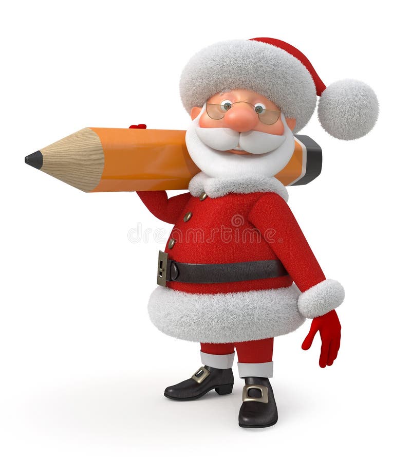 Santa Claus avec un crayon illustration stock. Illustration du santa ...