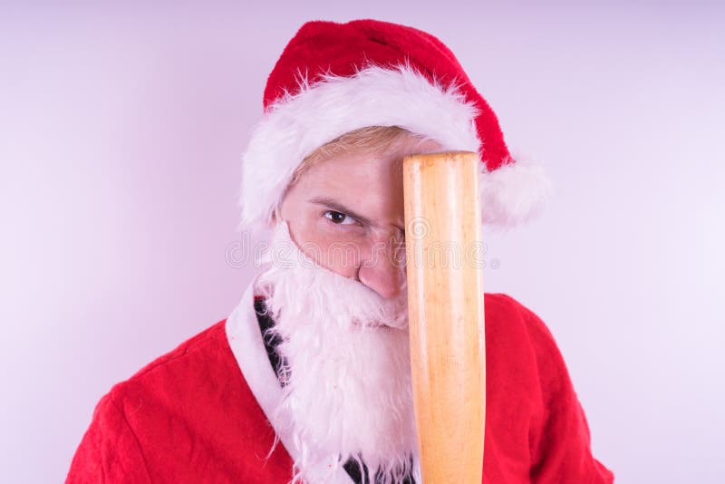 Santa Claus with a Baseball Bat, the Concept of an Evil Santa Claus for ...