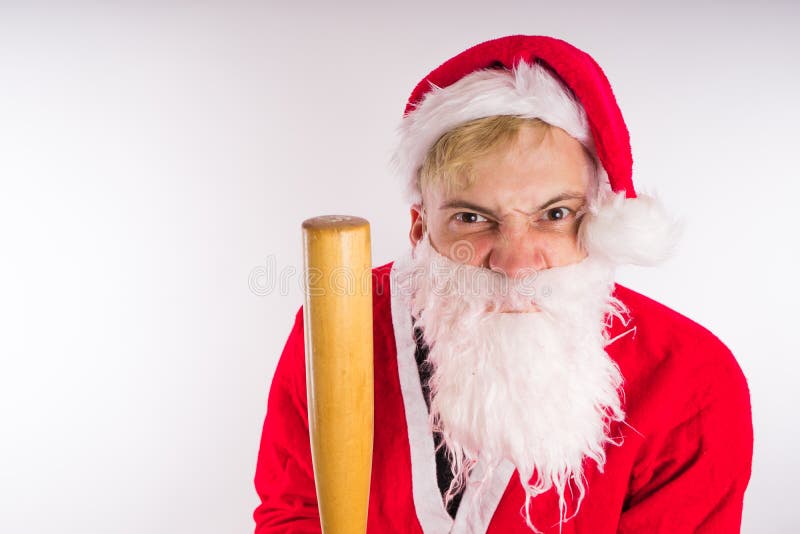 Santa Claus with a Baseball Bat, the Concept of an Evil Santa Claus for ...