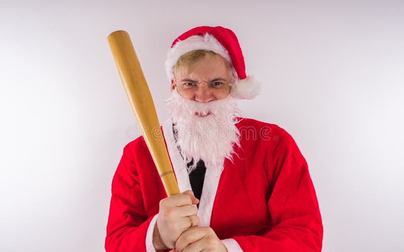 Santa Claus with a Baseball Bat, the Concept of an Evil Santa Claus for ...
