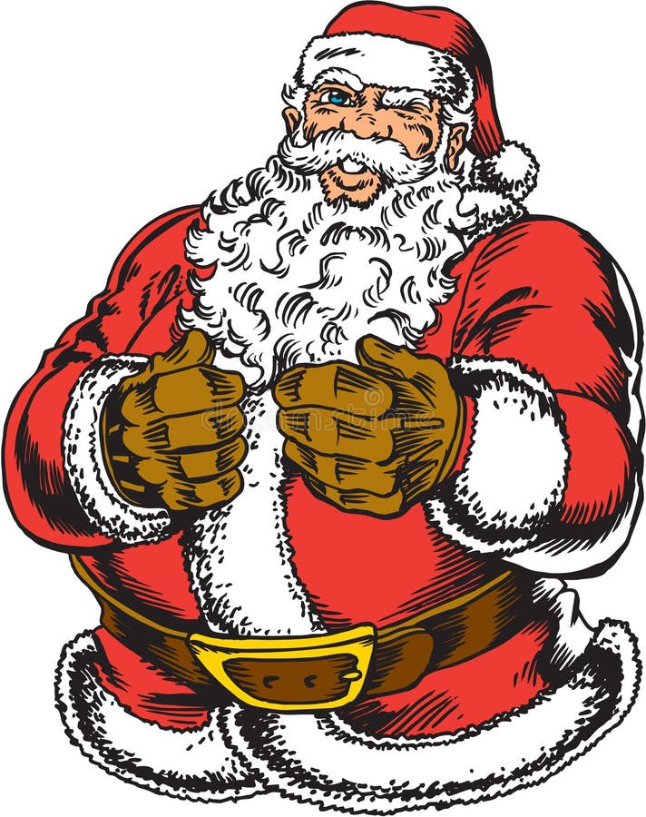 Santa Claus Big Belly Winking Vector Illustration Stock Illustration ...