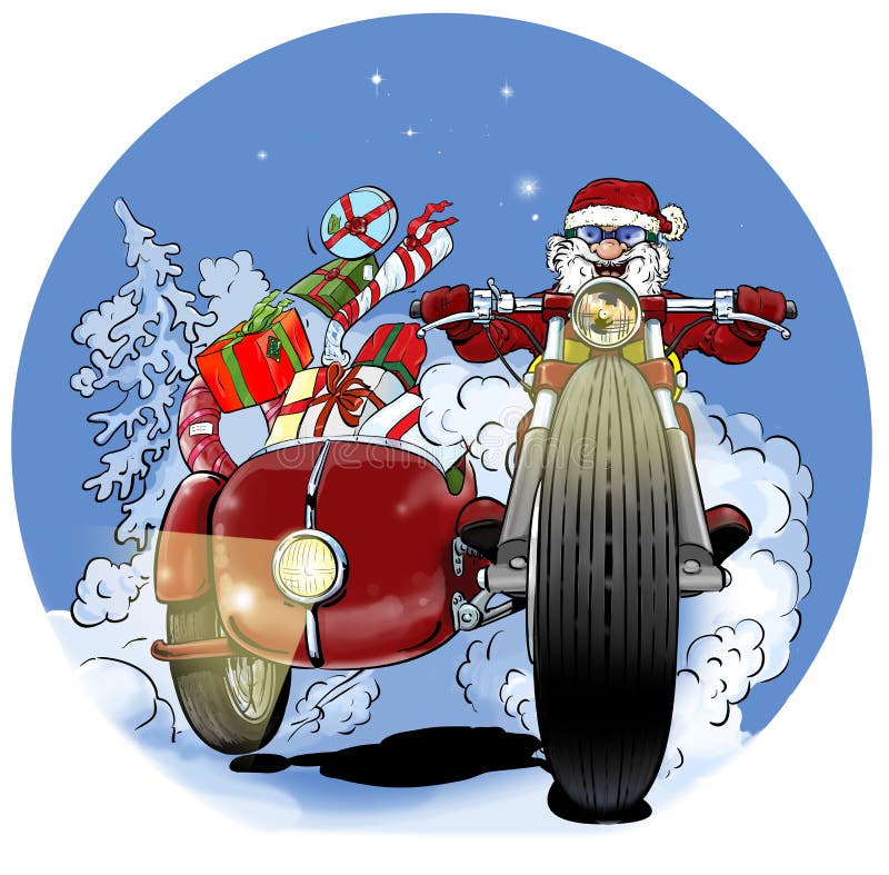 Santa with motorcycle stock vector. Illustration of santa - 27501903
