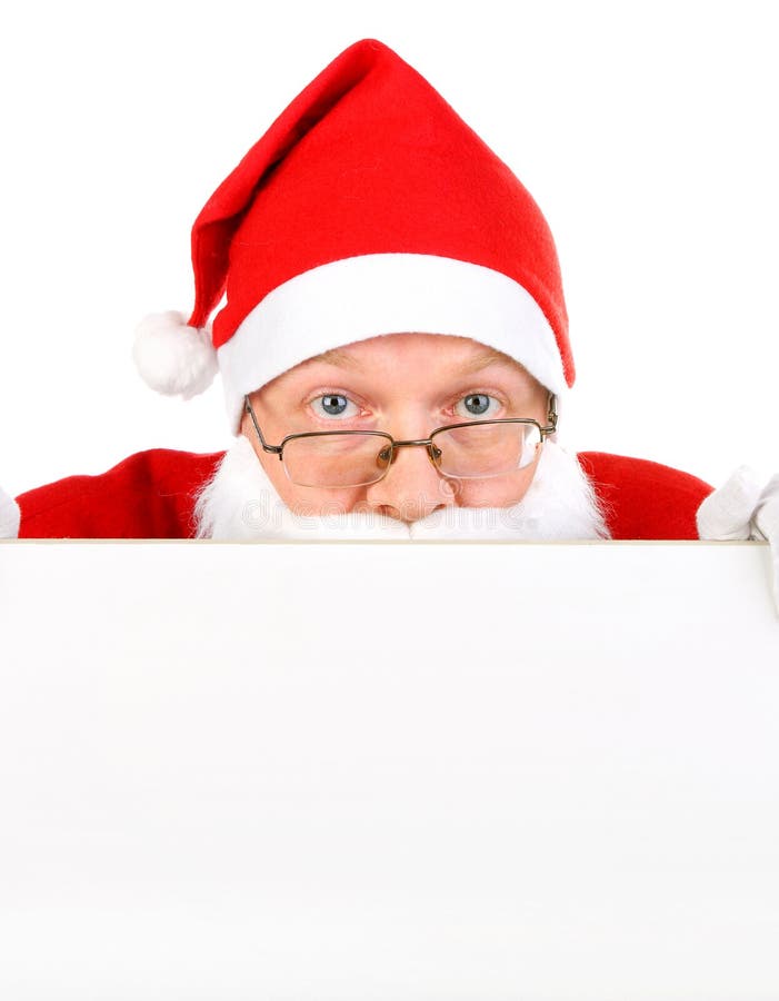Santa Claus with Blank Board Stock Image - Image of face, coat: 60423291
