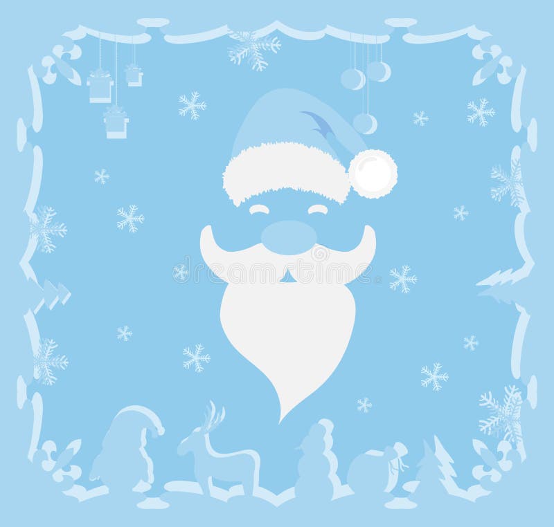 Santa Claus on a Blue Background. Stock Vector - Illustration of ...