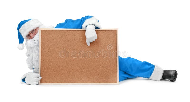 Santa Claus in Blue Costume Stock Photo - Image of frame, bulletin ...