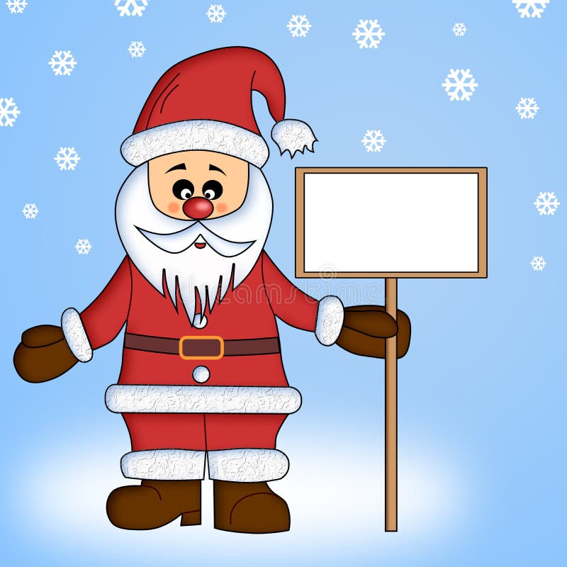 Santa Claus with Board for Text Stock Illustration - Illustration of ...