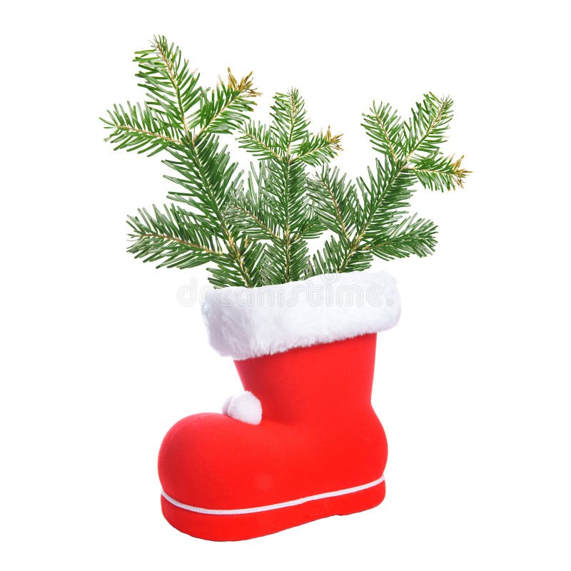 Santa Claus Boot stock photo. Image of green, pine, branch - 37816218