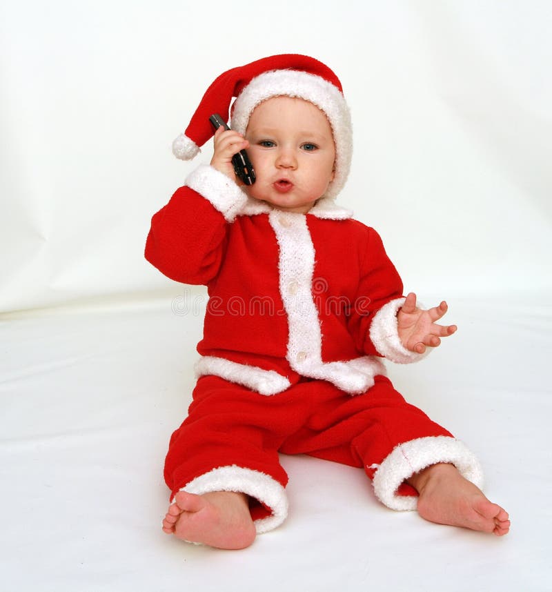 Santa Claus calling stock photo. Image of december, gloved - 16602076