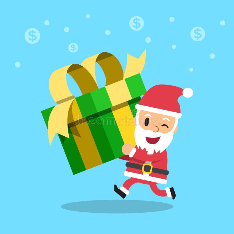 Santa Claus Carrying Big Gift Box Stock Vector - Illustration of design ...