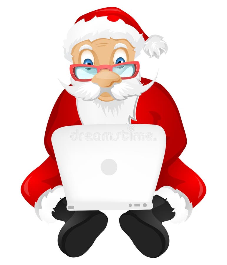 Santa Claus use computer stock vector. Illustration of internet - 17052450