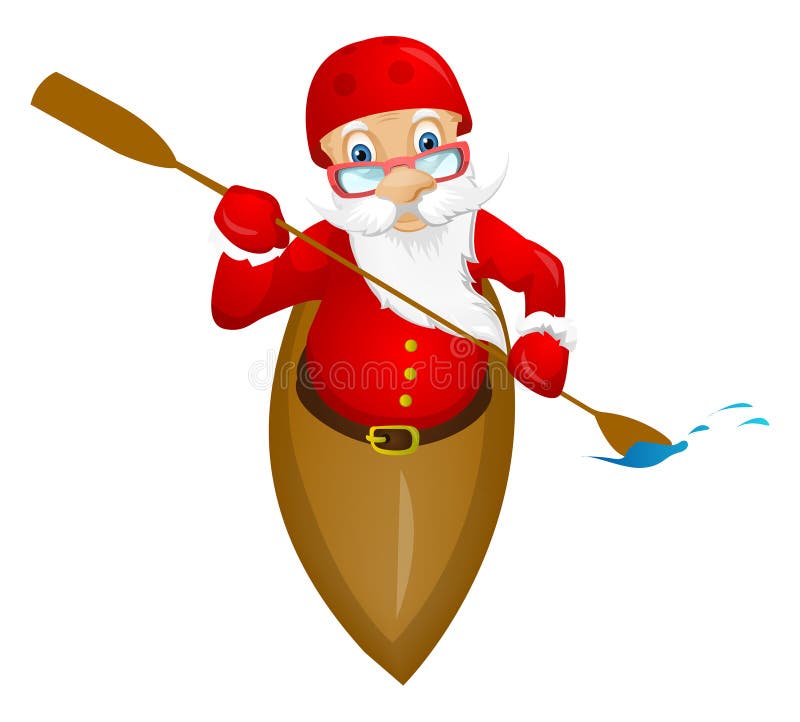 Santa in a Canoe stock illustration. Illustration of boat - 17058472