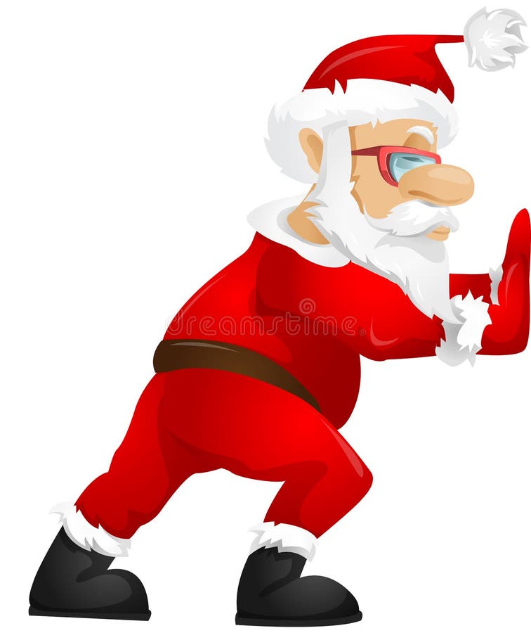 Santa pushing his sleigh stock illustration. Illustration of camera ...