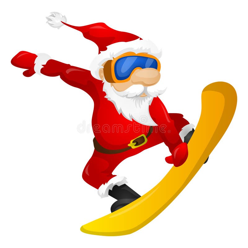 Snowboarding Santa Claus stock illustration. Illustration of snow ...