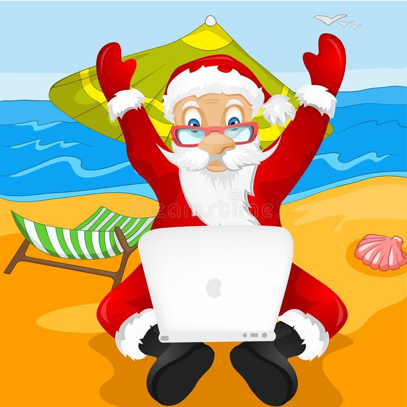 Santa Claus Laptop Computer Stock Illustration - Illustration of ...