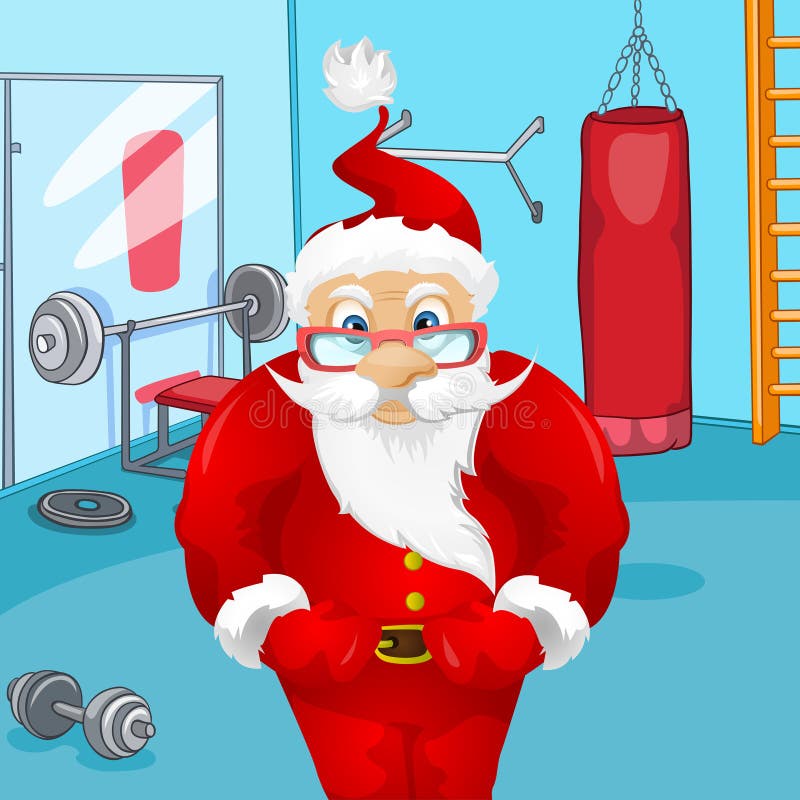 Santa Lifting Weights Cartoon Stock Illustrations – 20 Santa Lifting ...