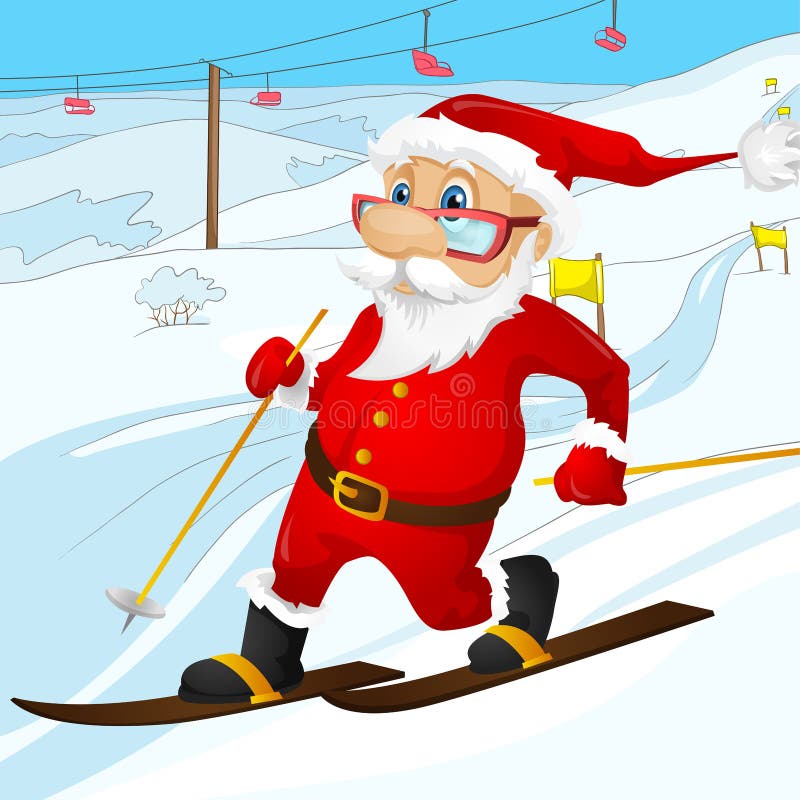 Cartoon Santa Running for Exercise in the Snow Stock Vector ...