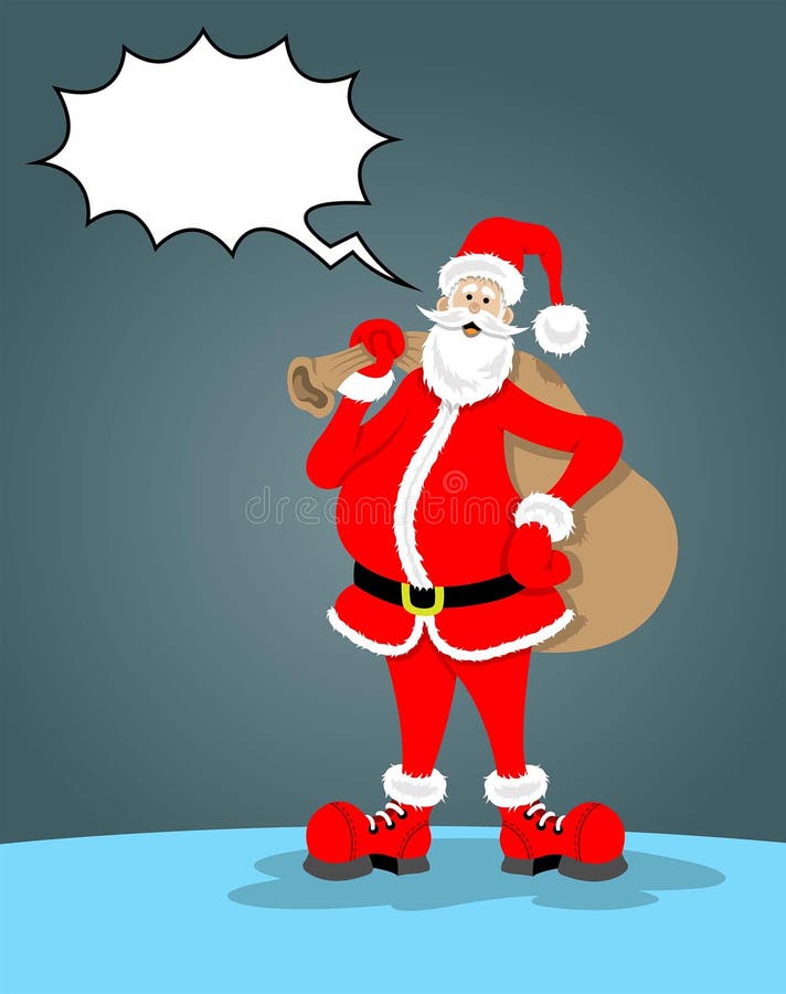 Santa Claus Cartoon with Comic Chat Shouting Bubble. All the Objects ...