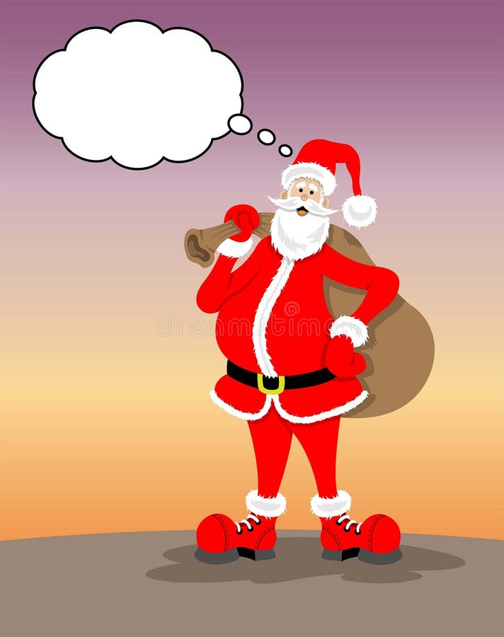 Santa Claus Cartoon with Comic Chat Thought Bubble Stock Vector ...