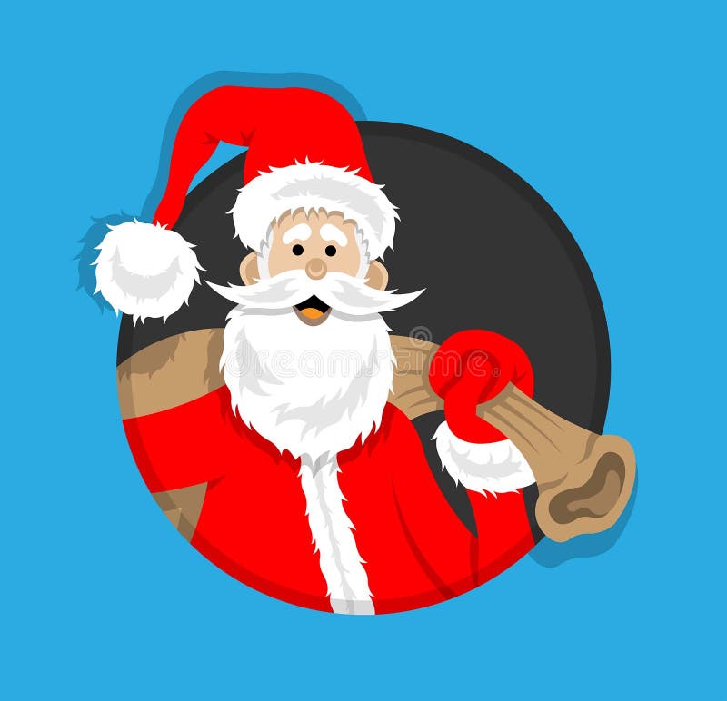 Santa Claus Cartoon Inside Circle Stock Vector - Illustration of cold ...