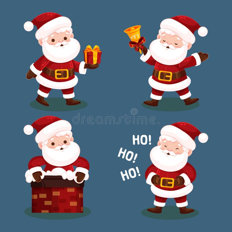 Santa Claus Character Collection Flat Vector Design Illustration Stock ...