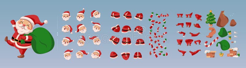 Santa Claus Character Constructor Vector Illustration Set Stock Vector ...