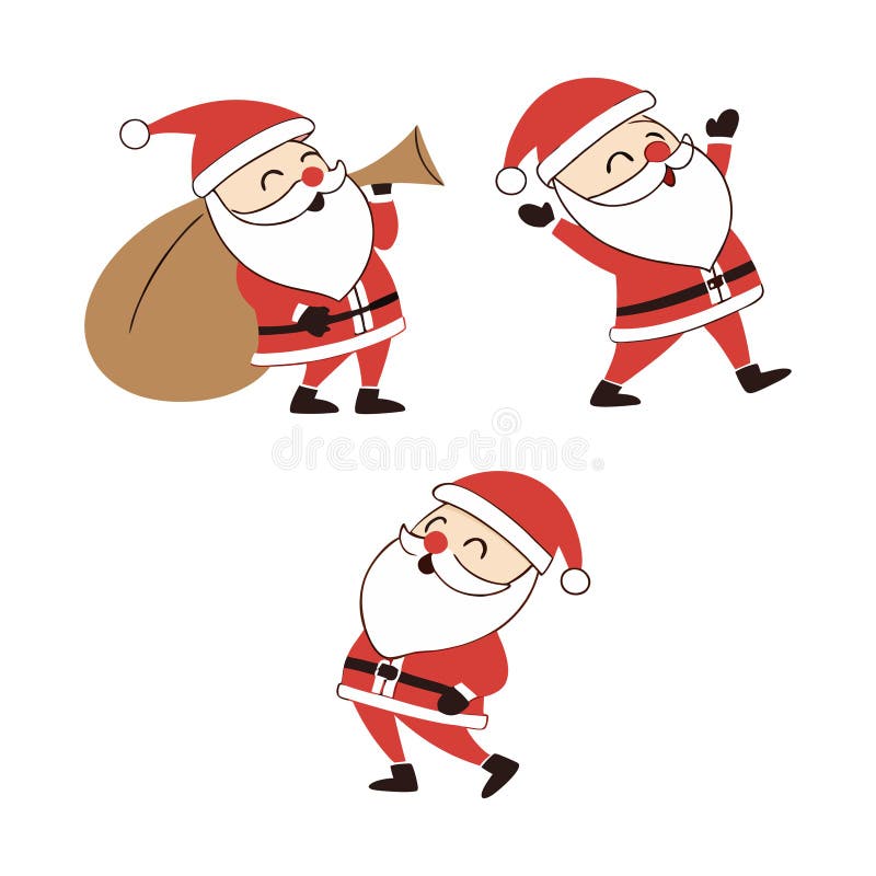 Santa Claus Characters in Different Poses Vector Illustrations 3 Stock ...