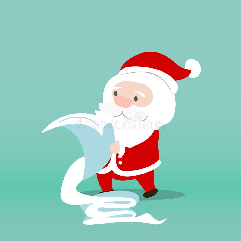 Santa Claus Checking List for Christmas. Stock Vector - Illustration of ...