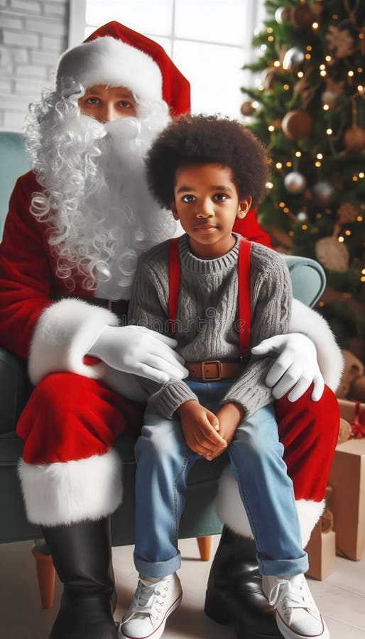 Santa Claus and Child on Knee Stock Illustration - Illustration of ...
