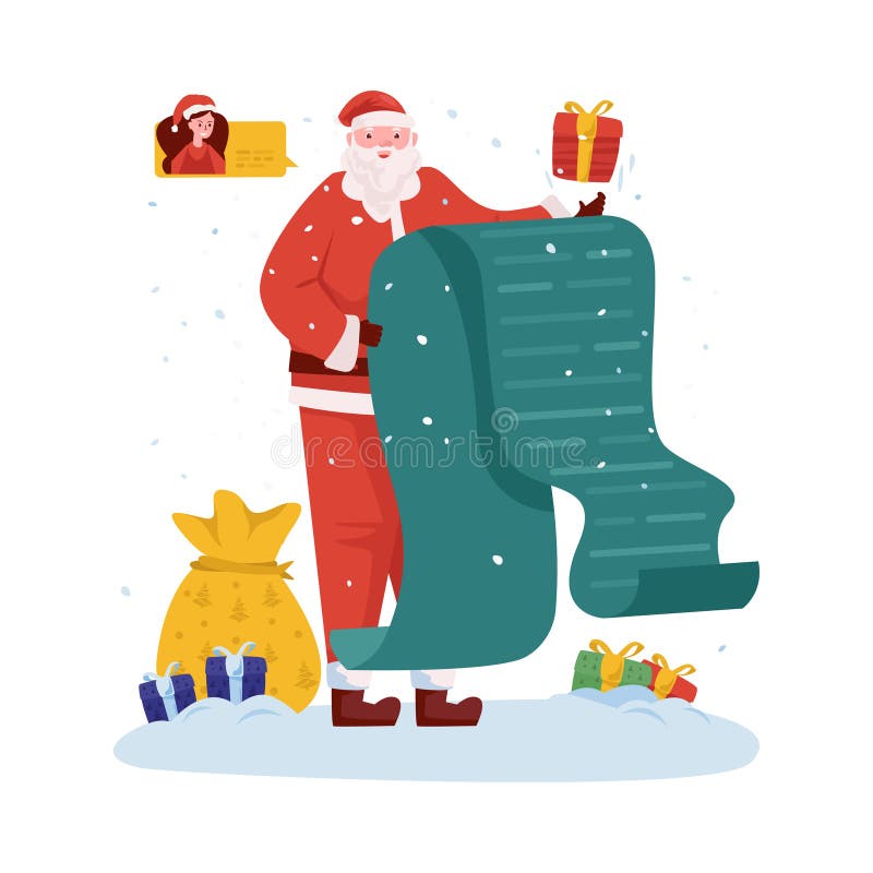 Santa Claus with Christmas Gift List Stock Vector - Illustration of ...