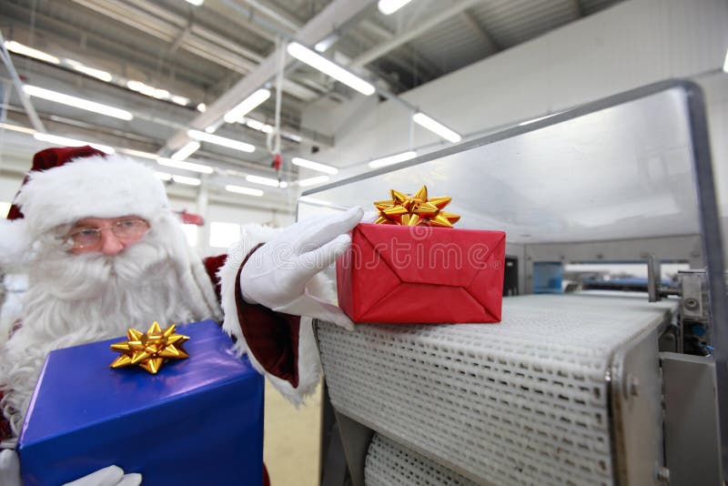 Santa Claus & Christmas Gift Machine Stock Photo - Image of manager ...