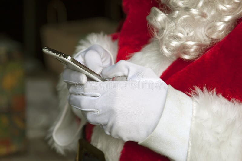 Santa Claus Christmas Mobile Phone Stock Photo - Image of messages ...