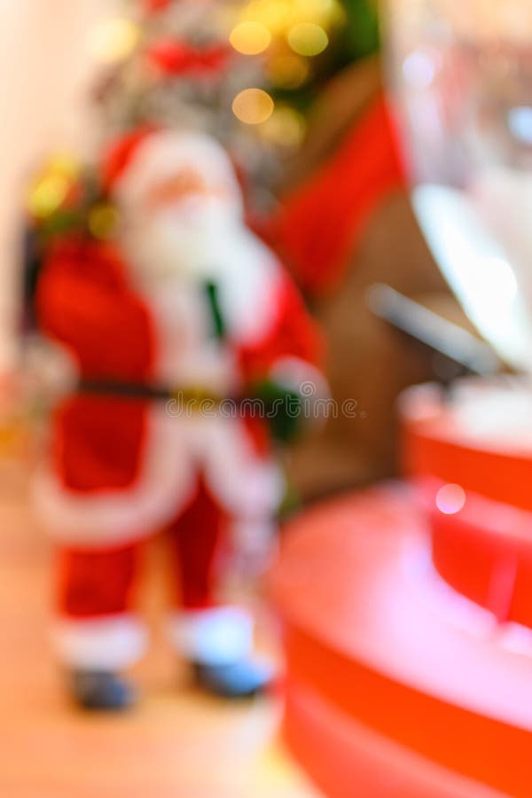 Santa Claus and Christmas Tree at Blurred Focus Vertical Composition ...