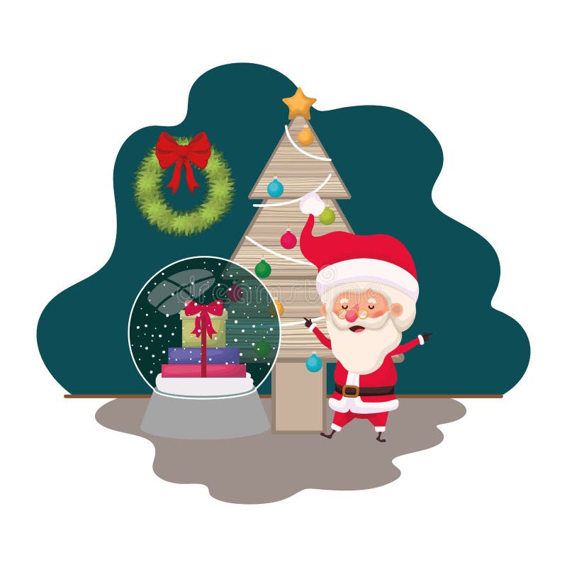 Santa Claus with Christmas Tree Stock Vector - Illustration of bright ...