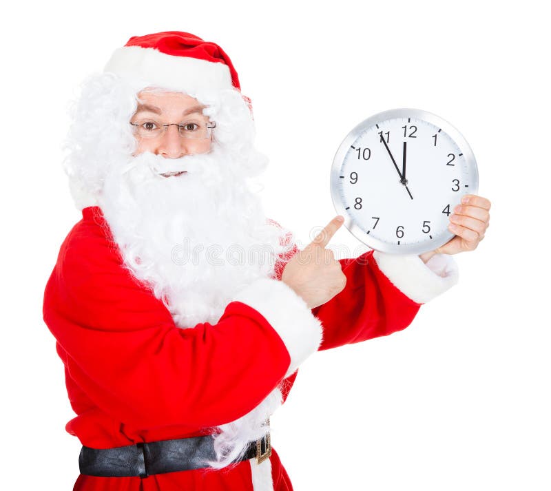 Santa Claus with Clock imagem de stock. Imagem de macho - 35315129