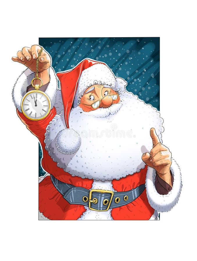Santa Claus with Clock illustration stock. Illustration du illustration ...