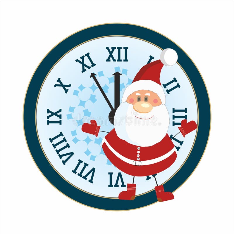 Santa Claus and clock stock vector. Illustration of minute - 59089458