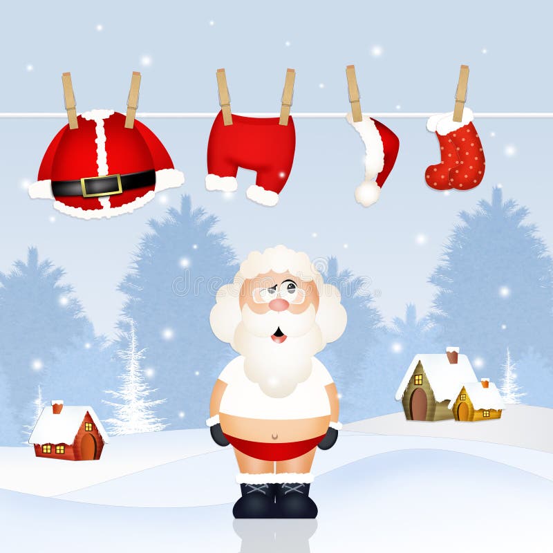 Santa Claus without Clothes Stock Illustration - Illustration of ...