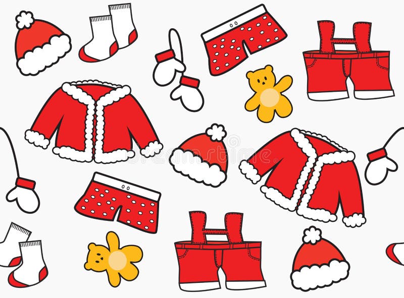 Santa Claus Clothes Seamless Pattern Stock Vector - Illustration of ...