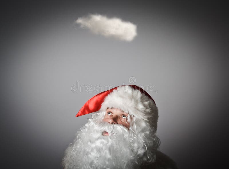 Santa Claus and cloud stock photo. Image of impression - 64639788