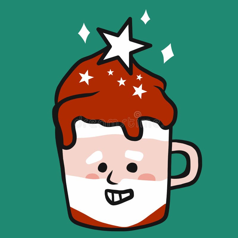 Santa Claus Coffee Cup Cartoon Illustration Stock Vector - Illustration ...
