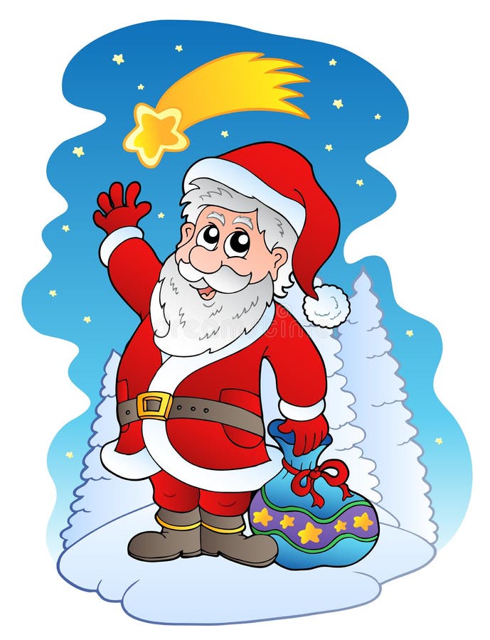 Santa Claus with comet stock vector. Illustration of cartoon - 17100071