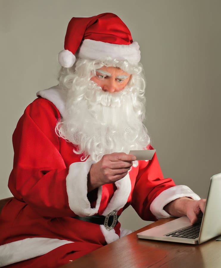 Santa Claus and the Computer Stock Image - Image of computer, emotion ...