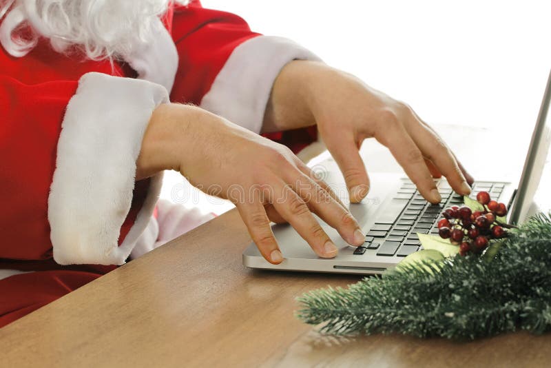 Santa Claus and the Computer Stock Image - Image of emotion, digital ...