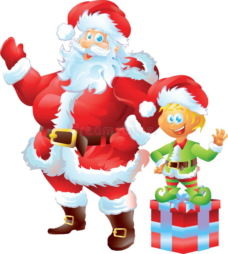 Santa Claus con el duende stock de ilustración. Ilustración de enano ...