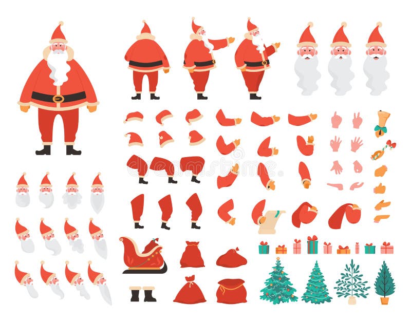 Santa Claus Constructor Set. Happy Old Character with White Beard Stock ...