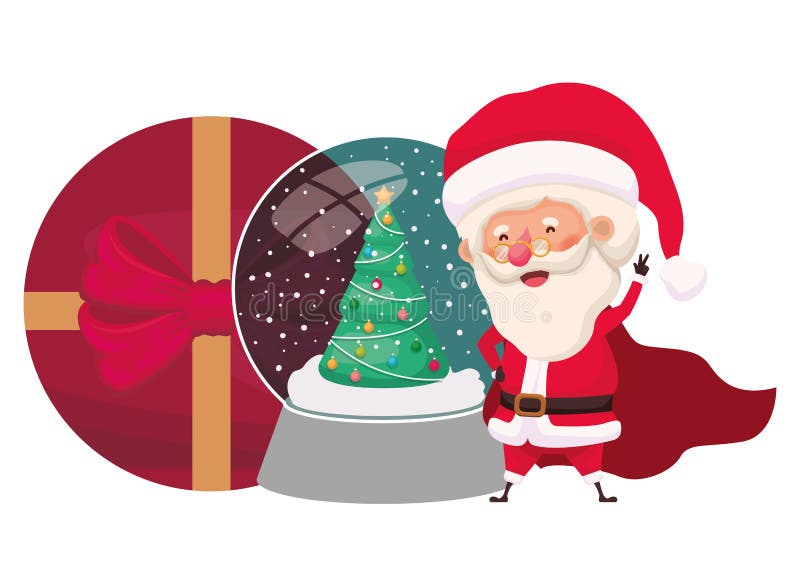 Santa Claus with Crystal Ball and Gift Box Stock Vector - Illustration ...