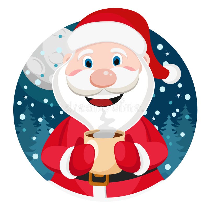Santa Claus with a Cup in His Hand. Stock Vector - Illustration of ...