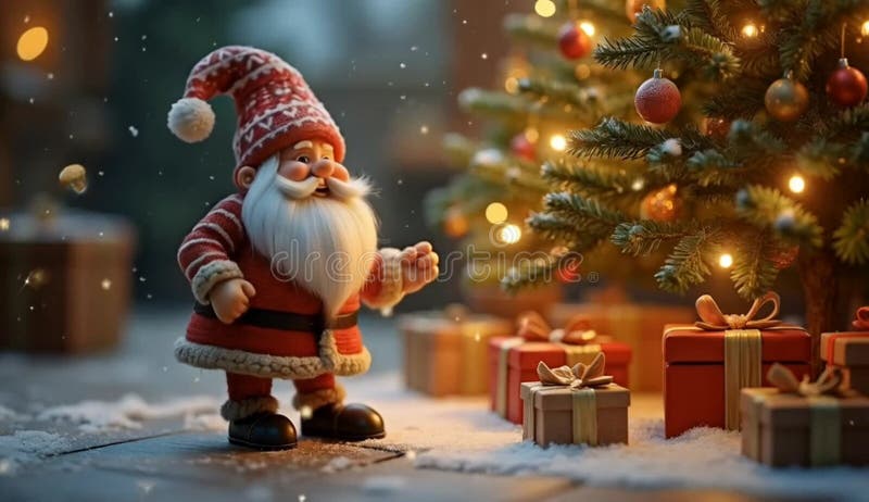 Santa Claus Dancing in Front of a Christmas Tree Stock Footage - Video ...